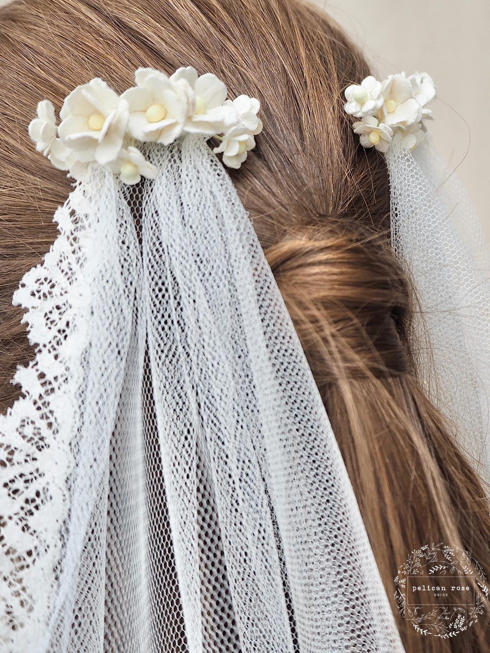 TT Blossom Drape Veil Hilda Lace, Flower Drape Veil, Drape Wedding Veil ...