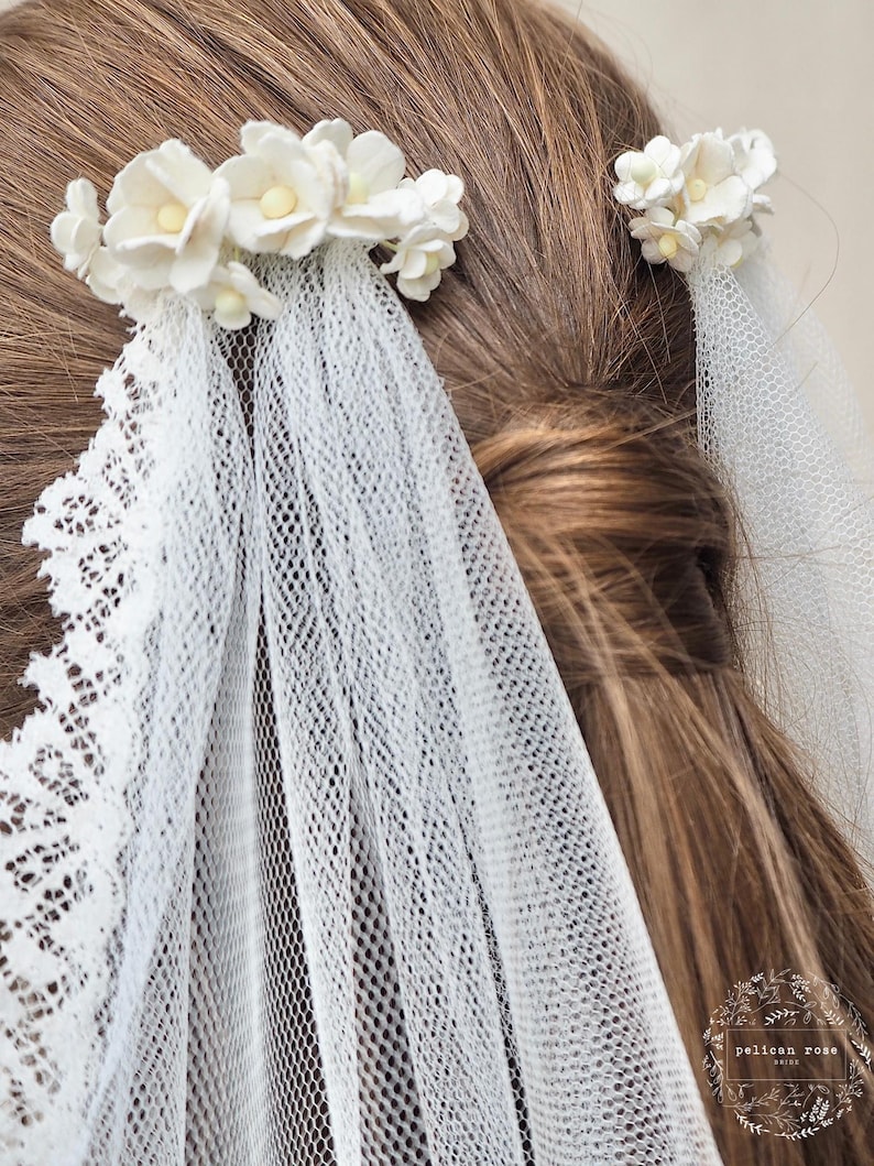 TT Blossom Drape Veil Hilda Lace, Flower Drape Veil, Drape Wedding Veil ...