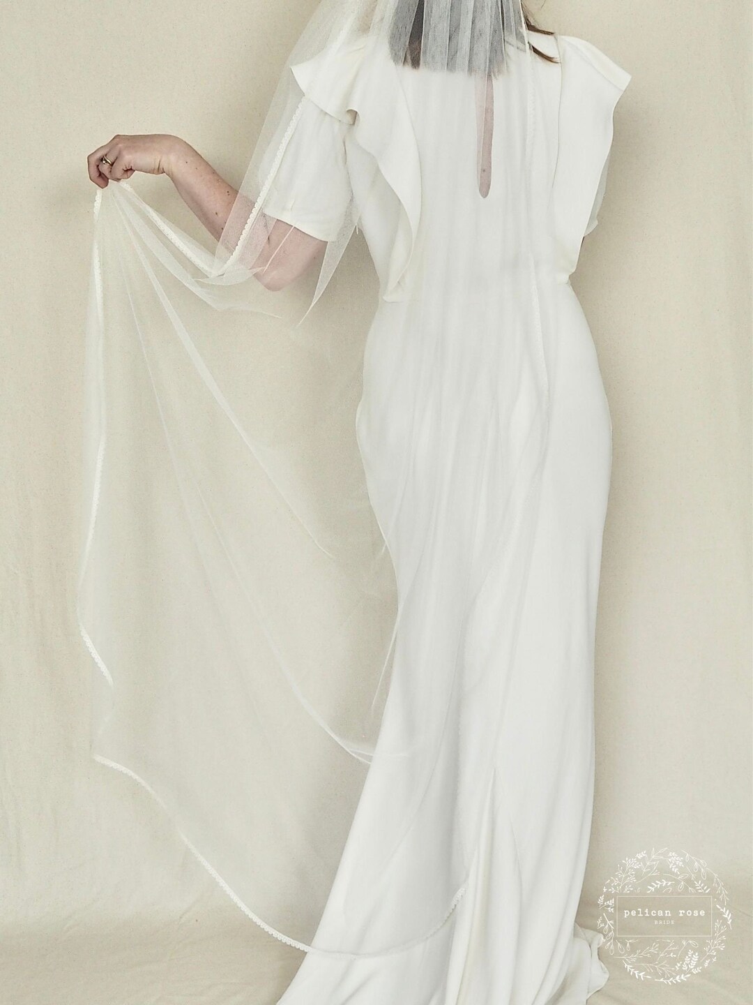 Sustainable Wedding Veil, Long Veil, Full Lace Edge Veil, Lace Wedding ...