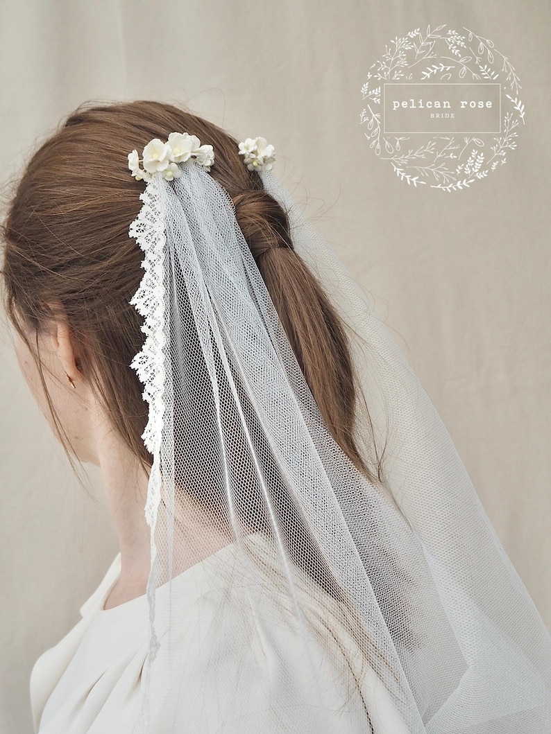 TT Blossom Drape Veil Hilda Lace, Flower Drape Veil, Drape Wedding Veil ...