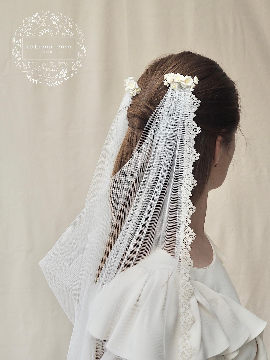 TT Blossom Drape Veil Hilda Lace, Flower Drape Veil, Drape Wedding Veil ...