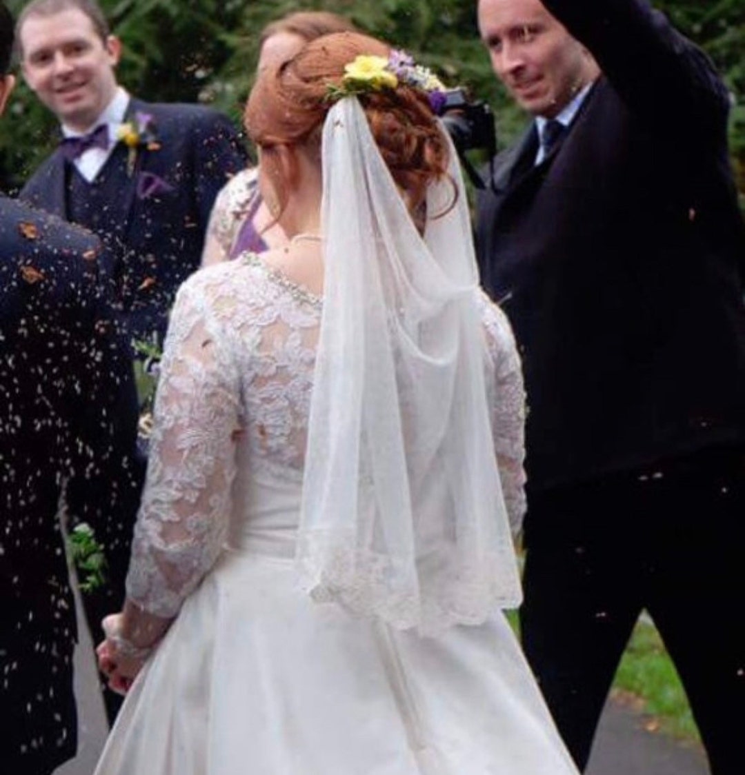 Draped Wedding Veil. Spotty Wedding Veil. Boho Wedding Veil. Soft ...