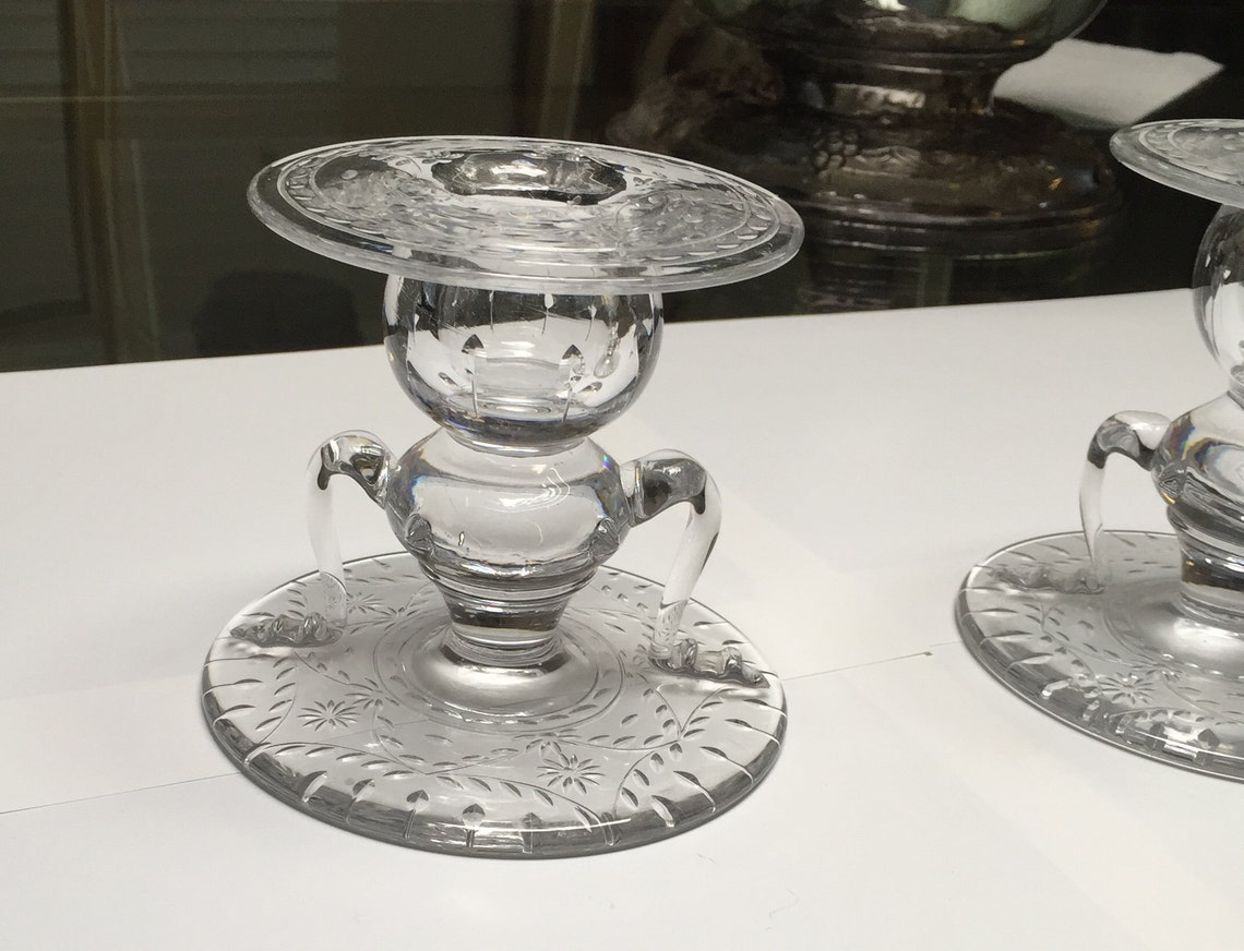 Elegant Steuben Crystal Candlesticks - Etsy