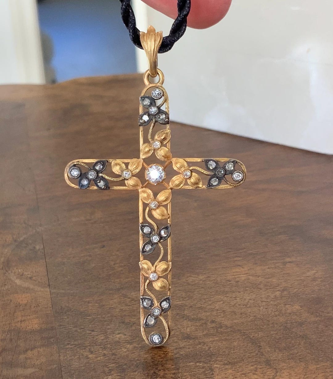 2.8” ANTIQUE 18K DIAMOND CROSS Necklace, 7.2 Grams - Etsy