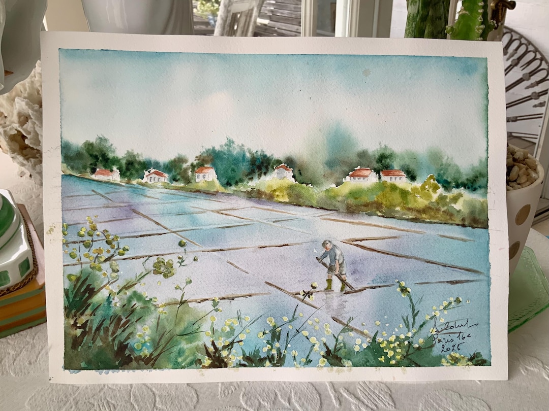 ORIGINAL FRENCH WATERCOLOR, Brittany Salt Marshes - Etsy