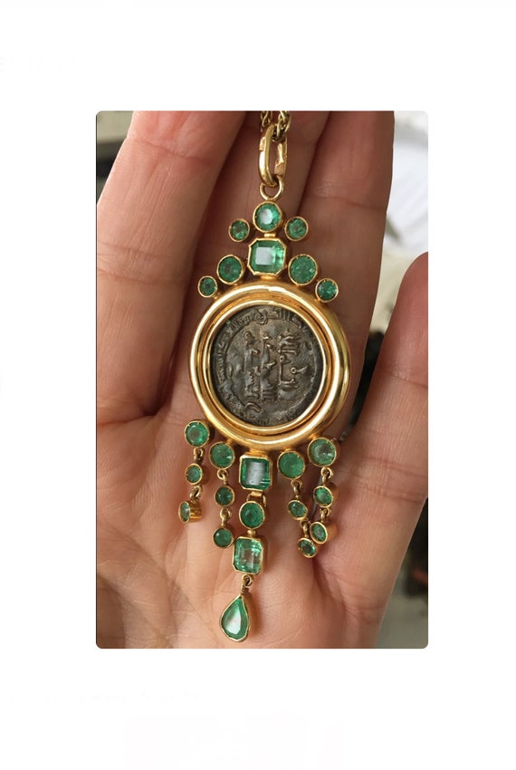 Vintage antique coin necklace - Gem
