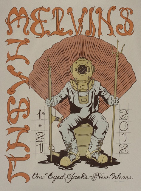 MELVINS UNSANE New Orleans 2012 Screen Printed 18x24" Gig Poster by ...