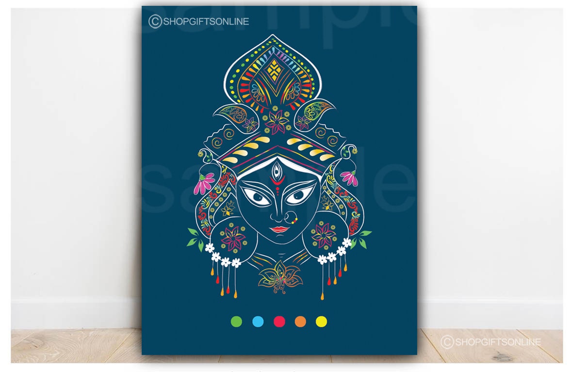Hindu vintage print of Hindu Goddess Durga Maa by JB Khanna 10x14inch ...
