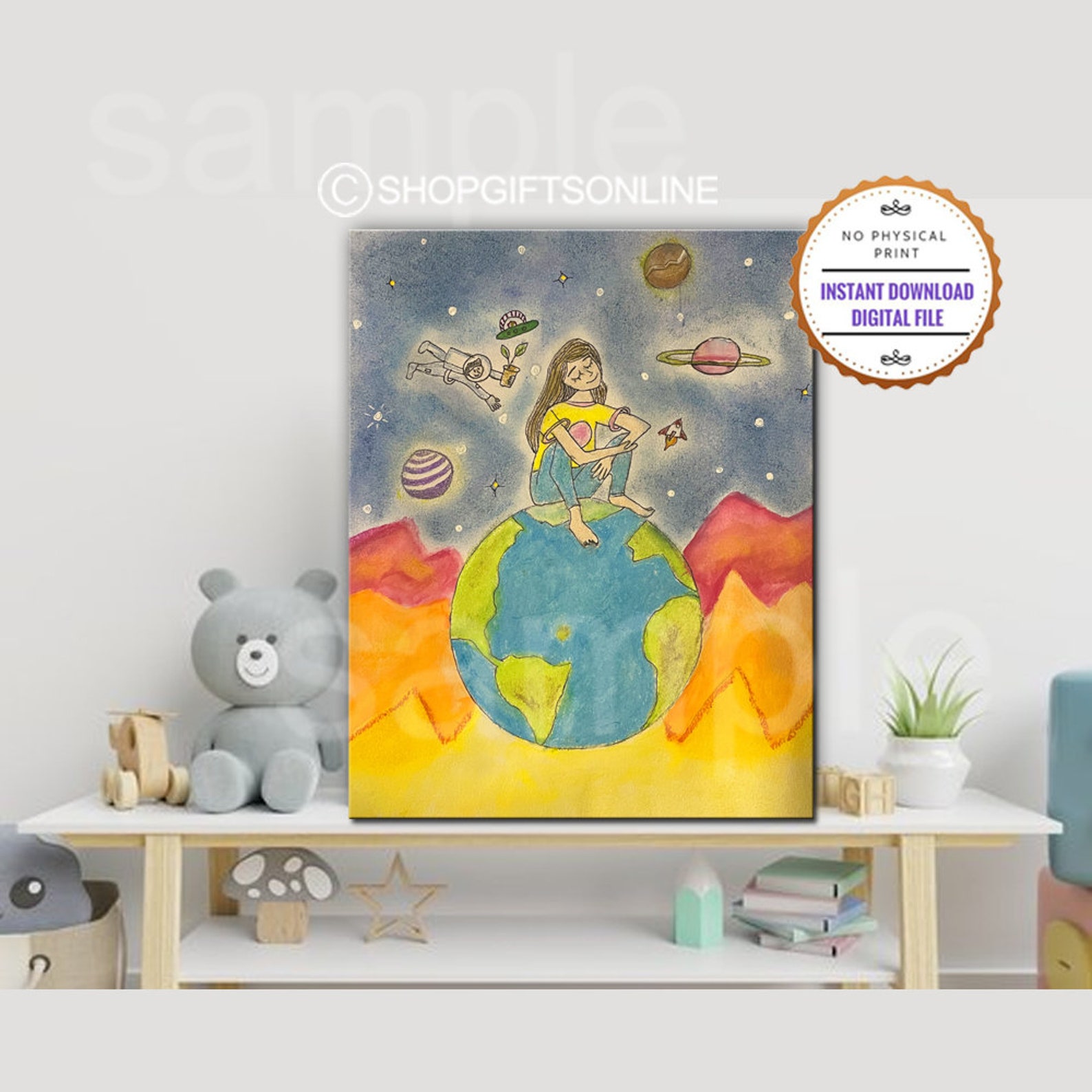 Girl Room Wall Decor Nursery Decor Girl Outer Space Wall - Etsy