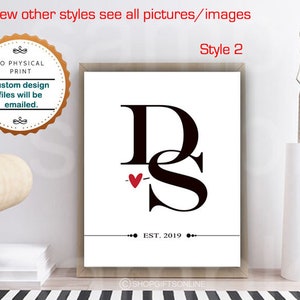 Custom Couple Initials Print ,name Print, Couple Personalized Print ...