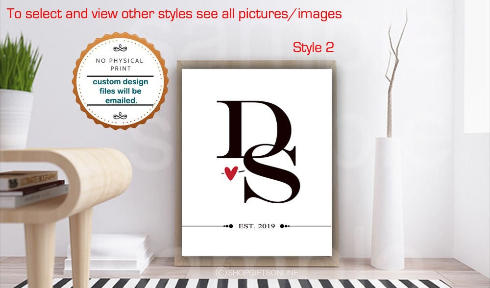 Custom Couple Initials Print ,name Print, Couple Personalized Print ...