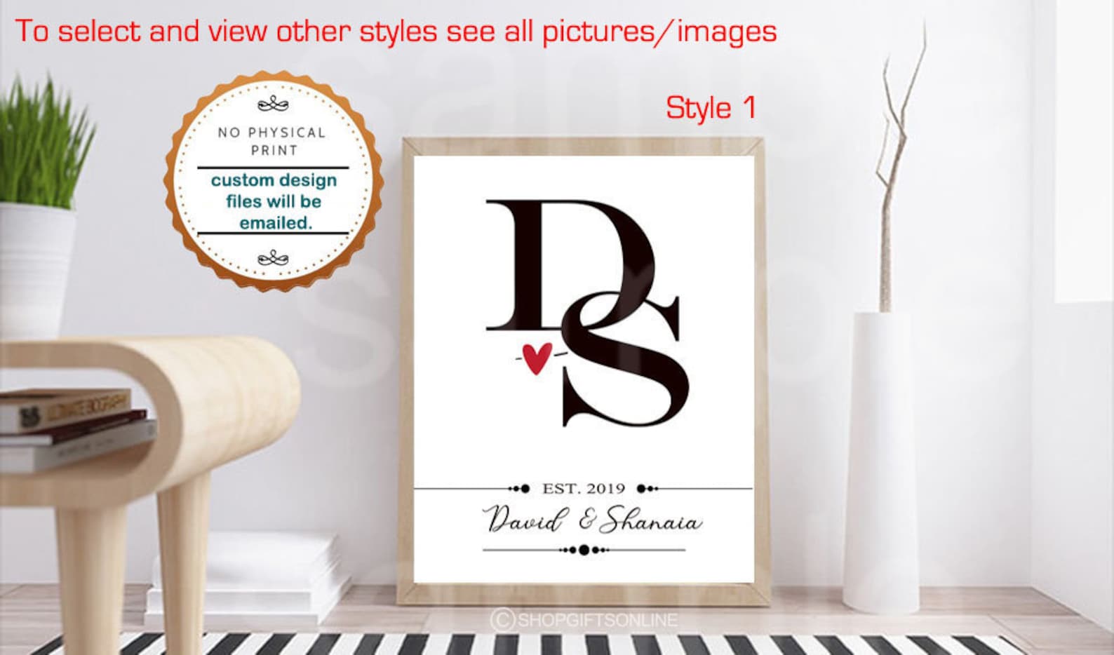 Custom Couple Initials Print ,name Print, Couple Personalized Print ...