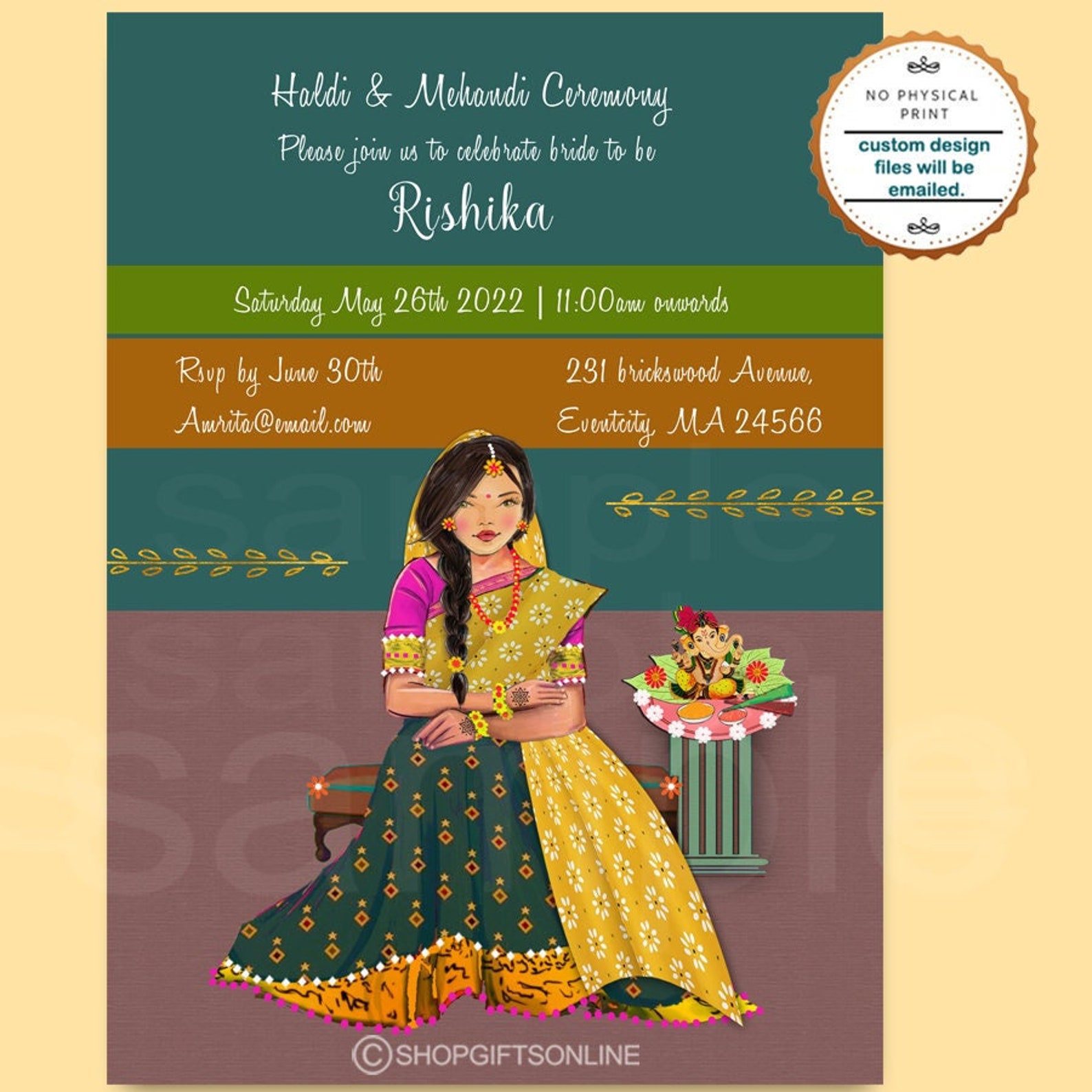 Haldi Invite, Mehndi Invitation, Henna Invite, India Bridal Shower ...