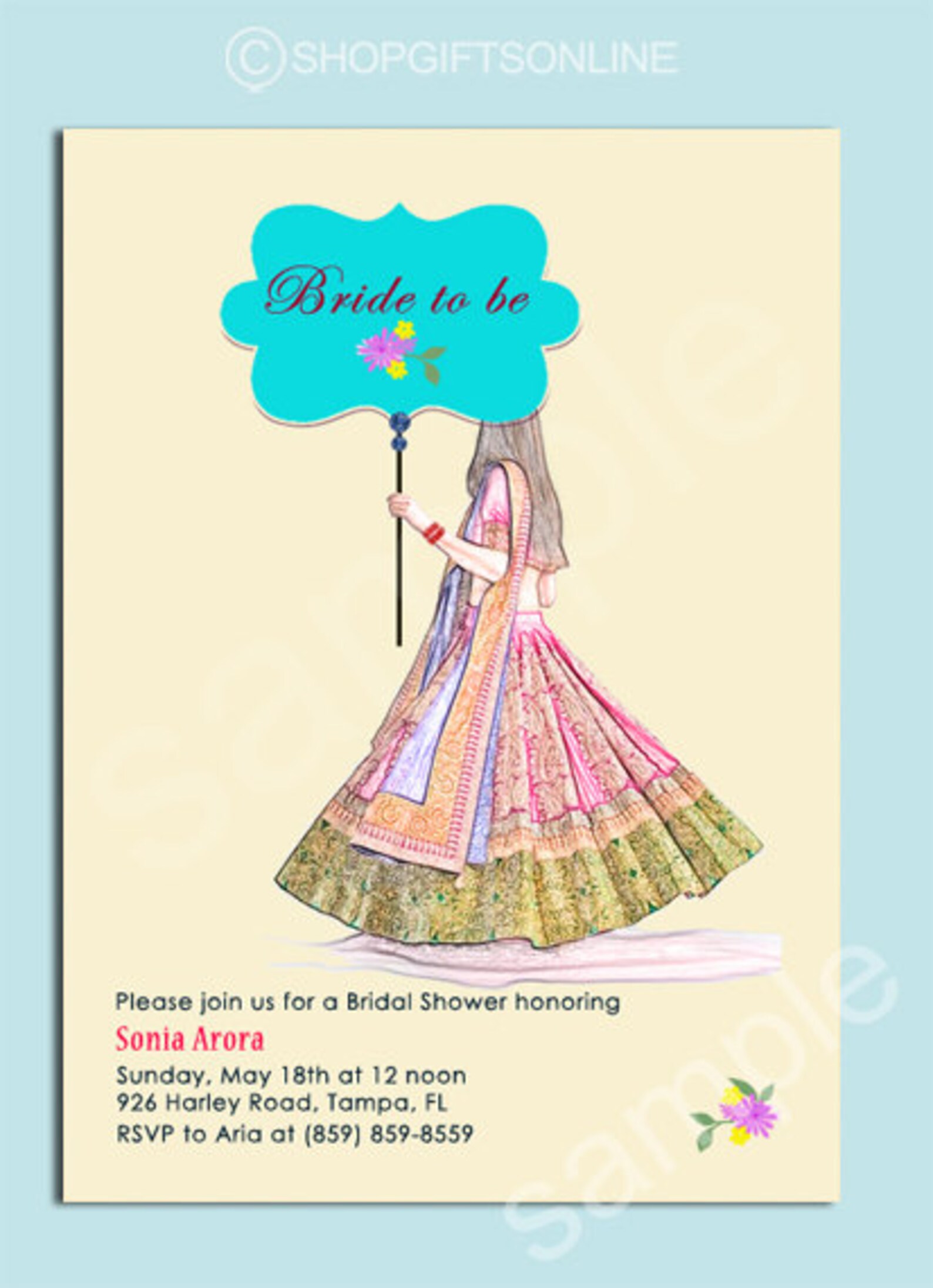 Bridal Shower Invitation,indian Bridal Shower Invite,bridal Shower ...