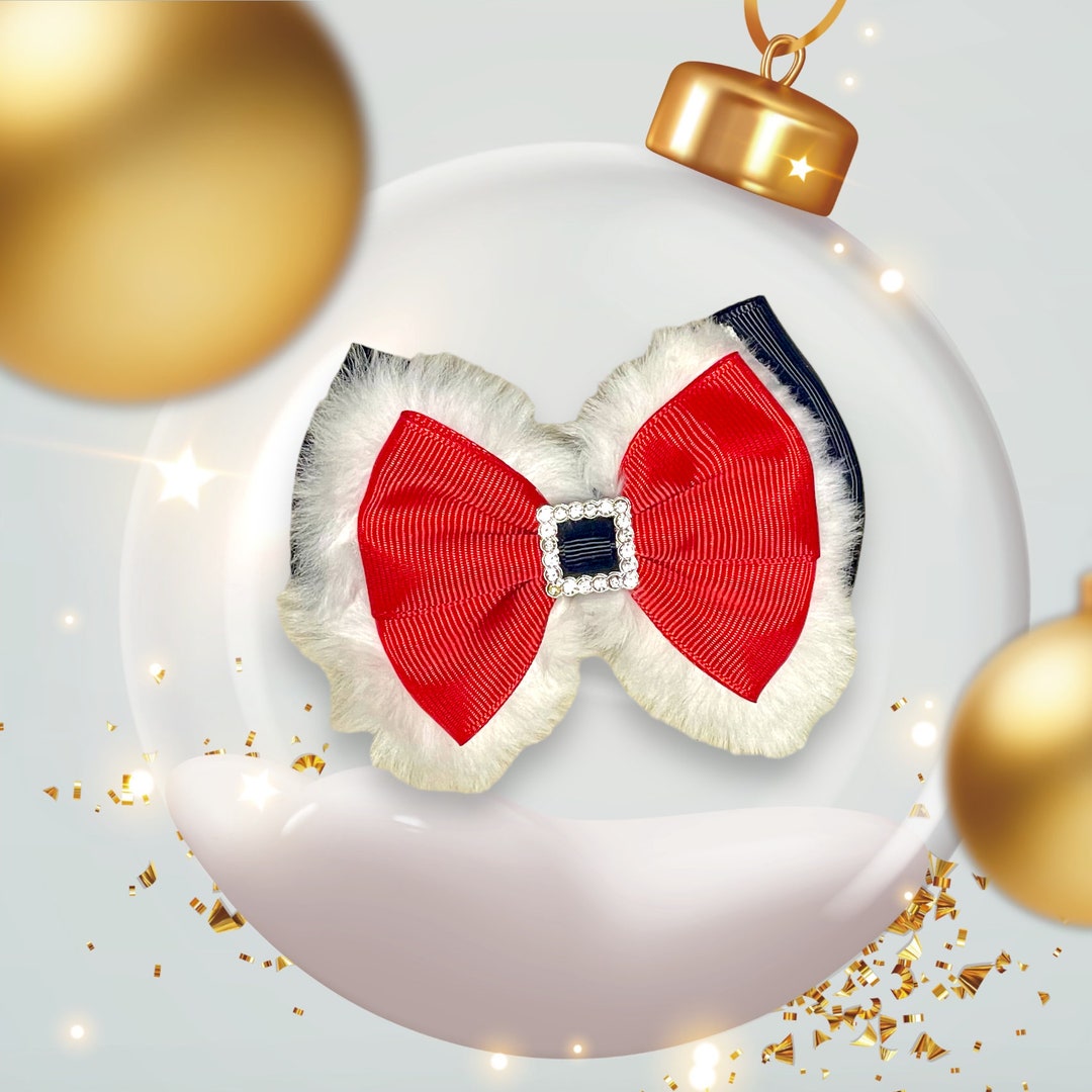 Santa Hair Bow, Christmas Hair Bows for Girls - Etsy