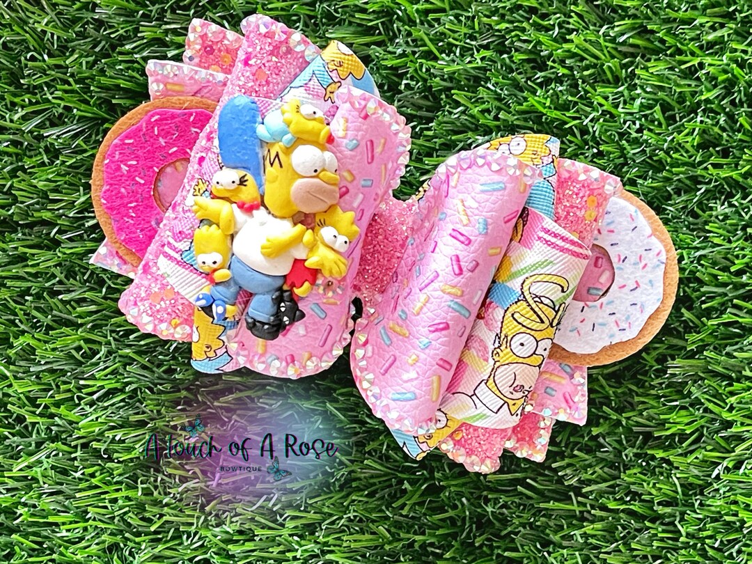 Pink Simpsons Inspired Faux Leather Hair Bow Faux Leather - Etsy