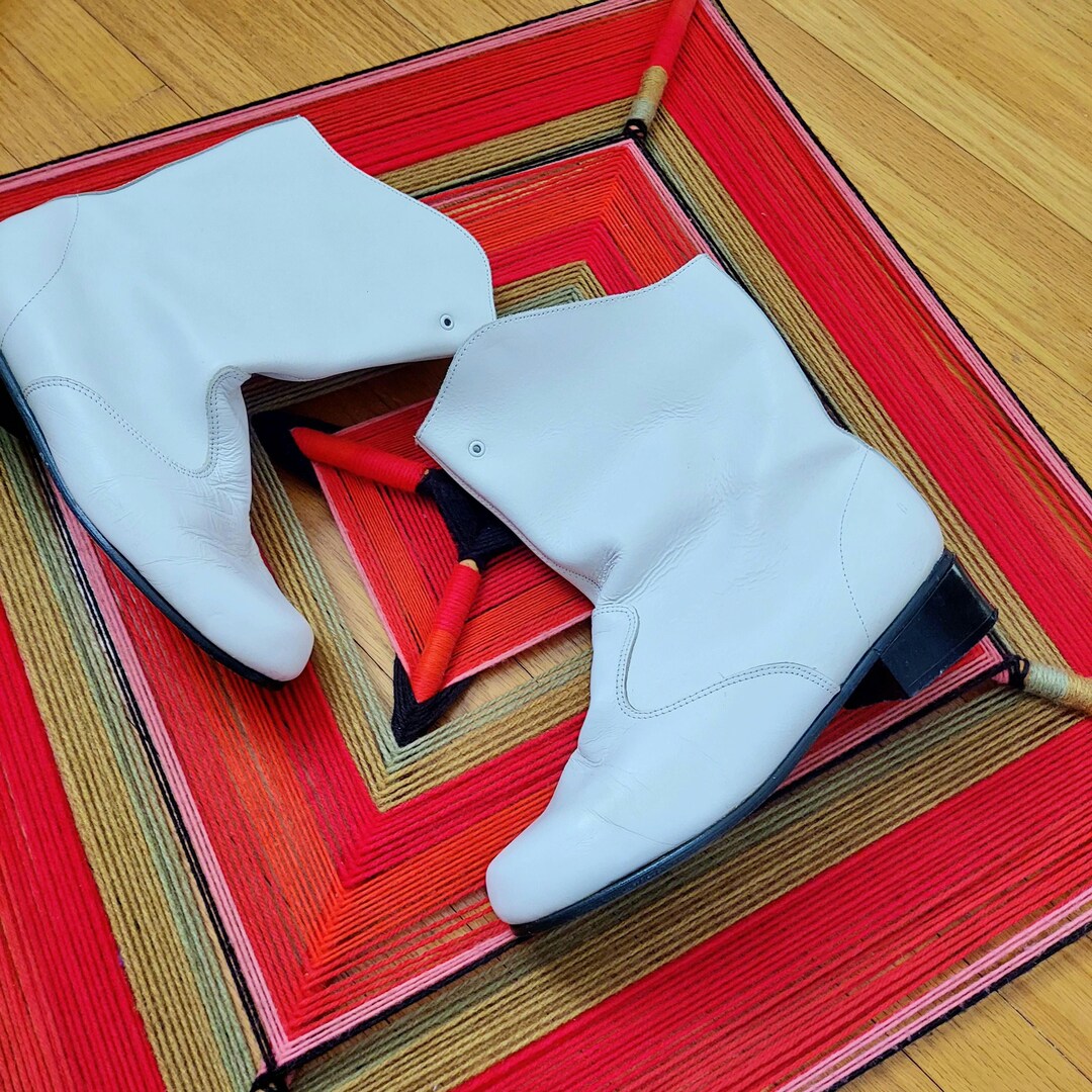 Vintage White Leather Majorette Boots: Rockabilly GO-GO, Size 9.5 - Etsy