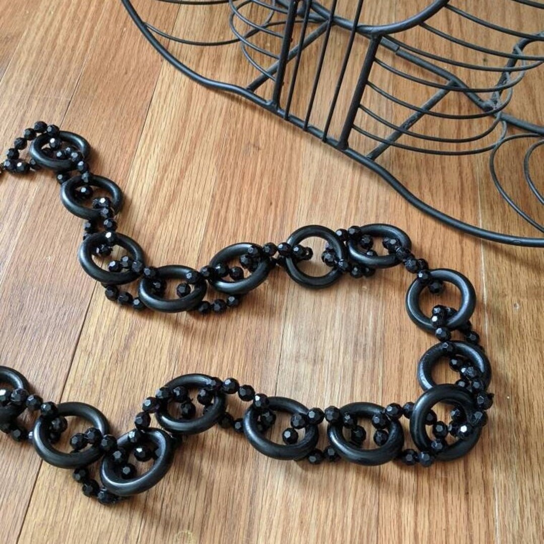 Black Chain Belt, Hip Chain MOD 80s Goth/disco Black Beaded Plastic ...