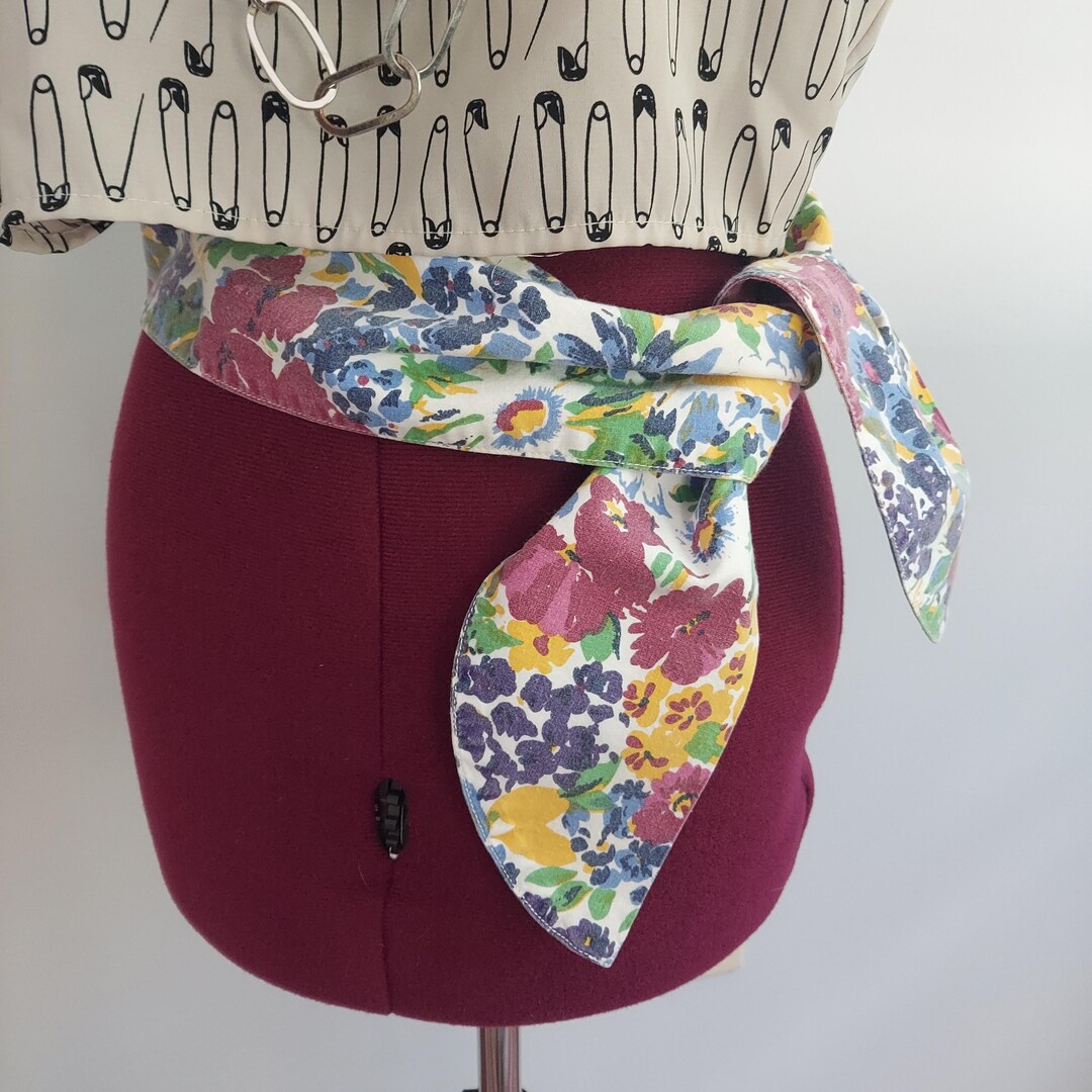 Vintage Floral Cotton Cinch Sash: 1980s Belt Scarf Hair Wrap - Etsy