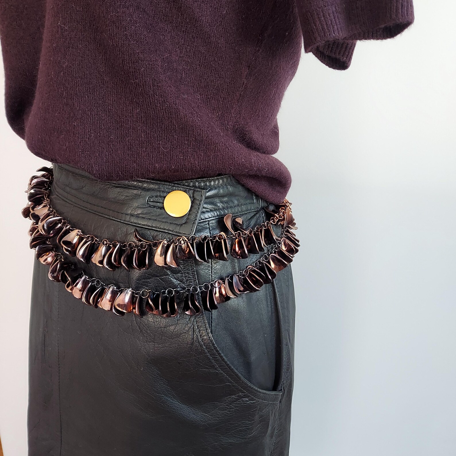 Fringed Copper Hip Chain Necklace 60" With Matching Earrings - Etsy