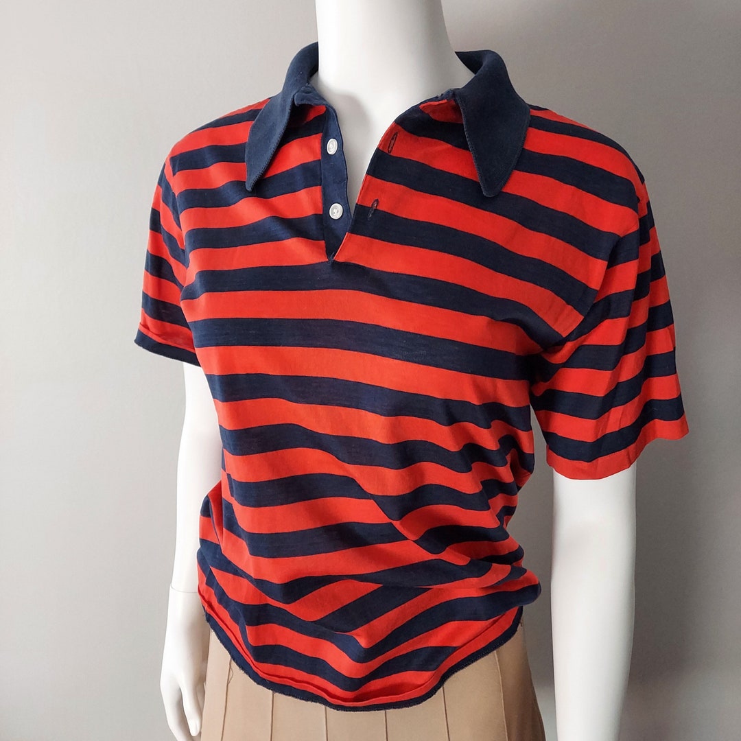 Rugby Stripe Polo HATHAWAY Cotton Lisle, Fine Knit Navy/orange Regatta ...