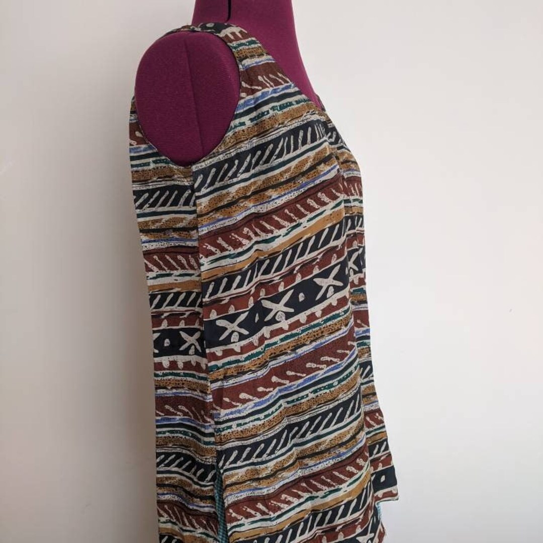 Tribal Silk Tunic, Neutral Aesthetic | M/L 38-40 Chest | Layering Shell ...