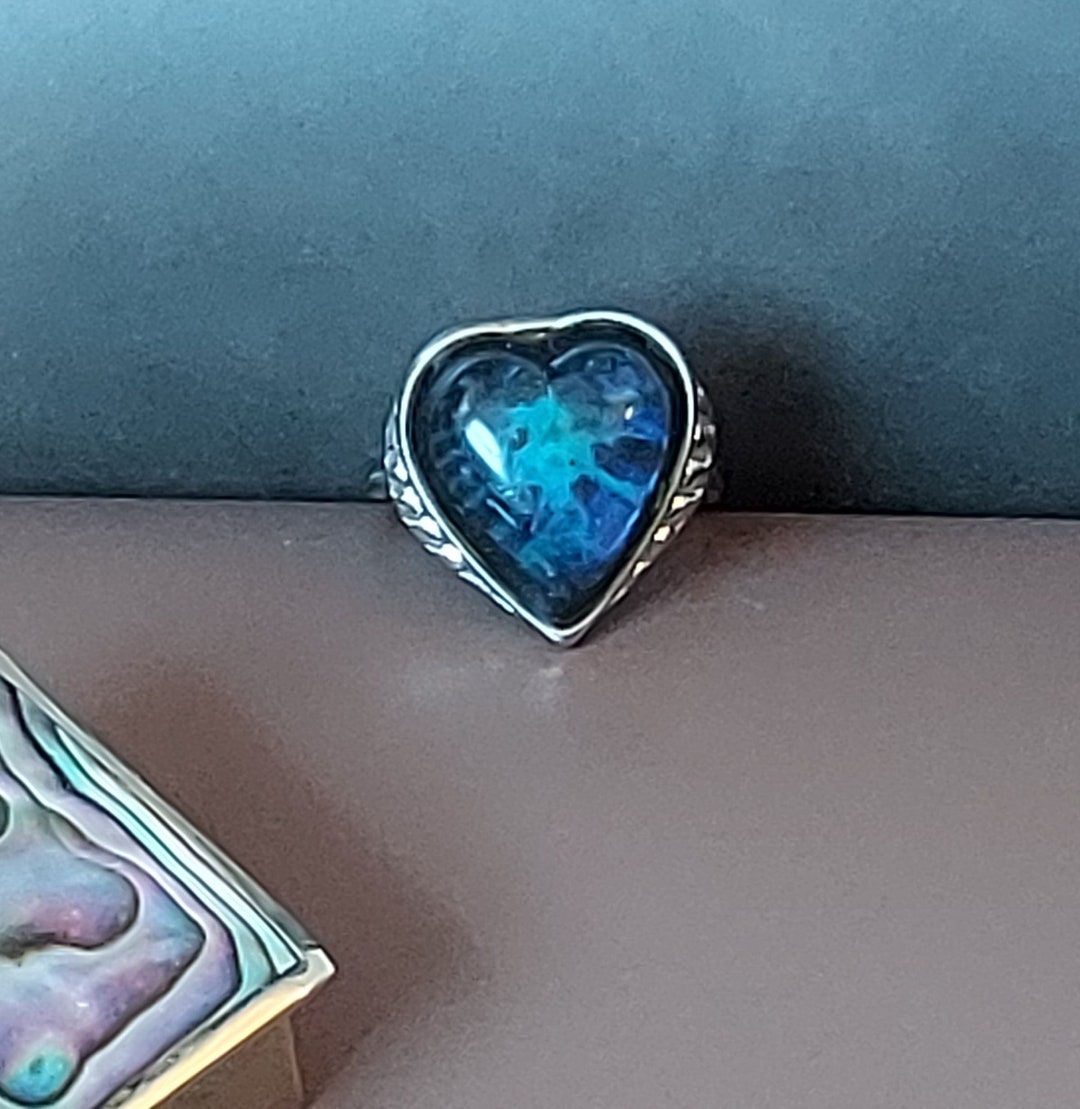 Heart Mood Ring, Leopard Spots Size 6.75 Adjustable Silver Setting ...