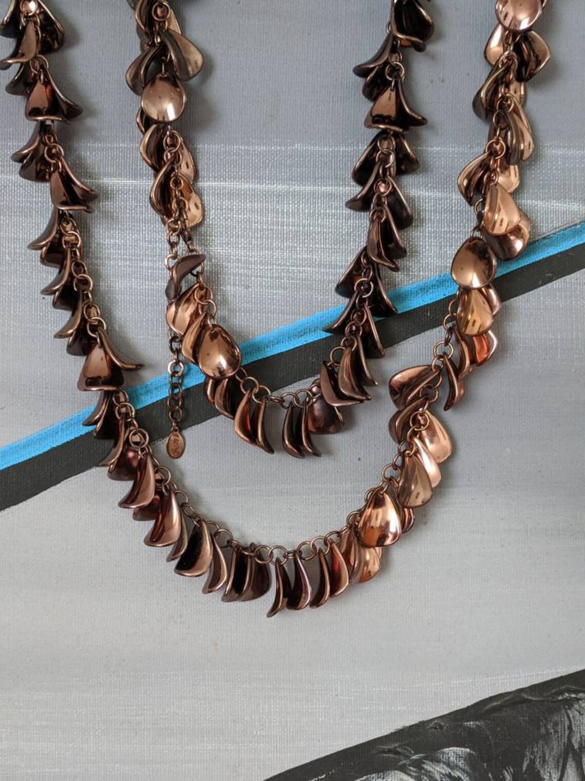 Fringed Copper Hip Chain Necklace 60" With Matching Earrings - Etsy
