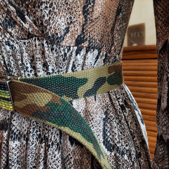 Camo Webbing Belt, Rhinestone Slide Buckle | 1990s Ca… - Gem