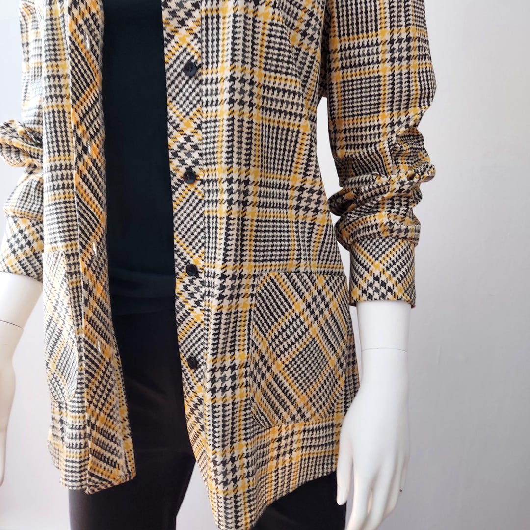 Plaid Duster Jacket, Yellow & Black Houndstooth Smock M/L | 7 Black ...