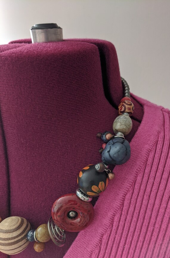 Bohemian Bead Necklace, Funky Mixed-Up Beads | Fused … - Gem