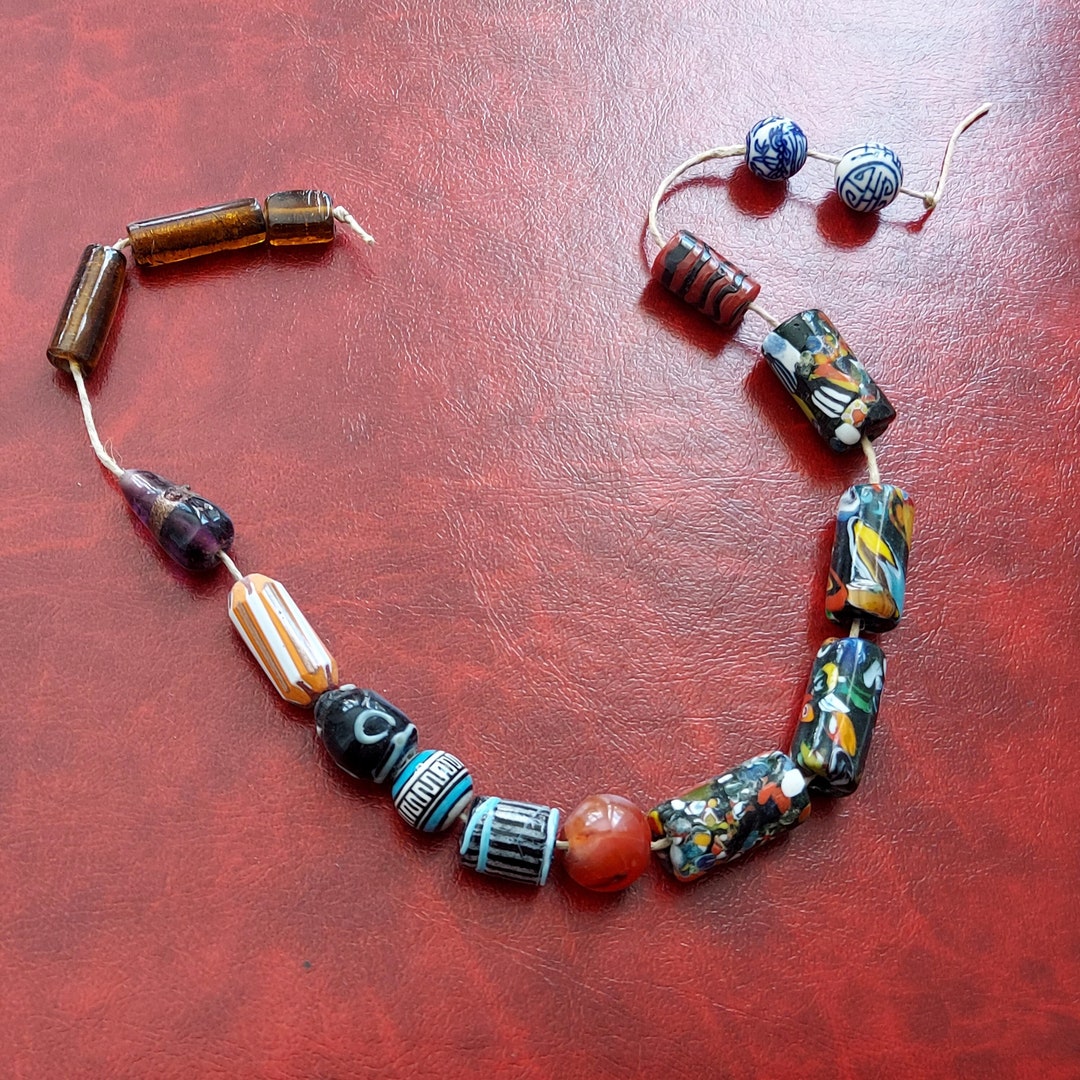 A String of Antique Beads | Day's End Glass, Carnelian Marble, Chinese ...