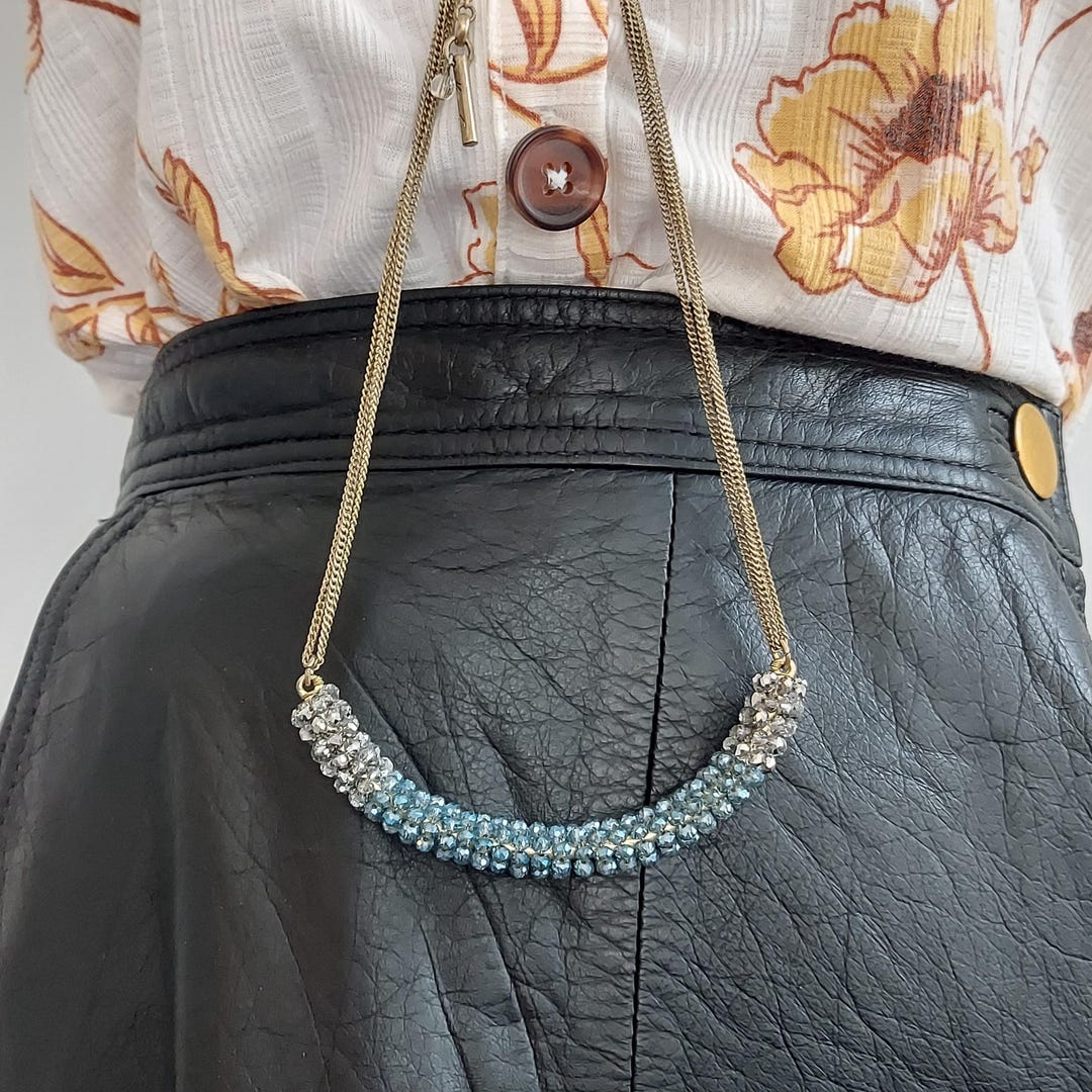 Kenneth Cole Vintage Iced Blue Crystal Tube Necklace - Etsy