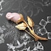 Pink Rose Brooch 1980s AVON Quaint Porcelain Textured Golden Leaves A ...