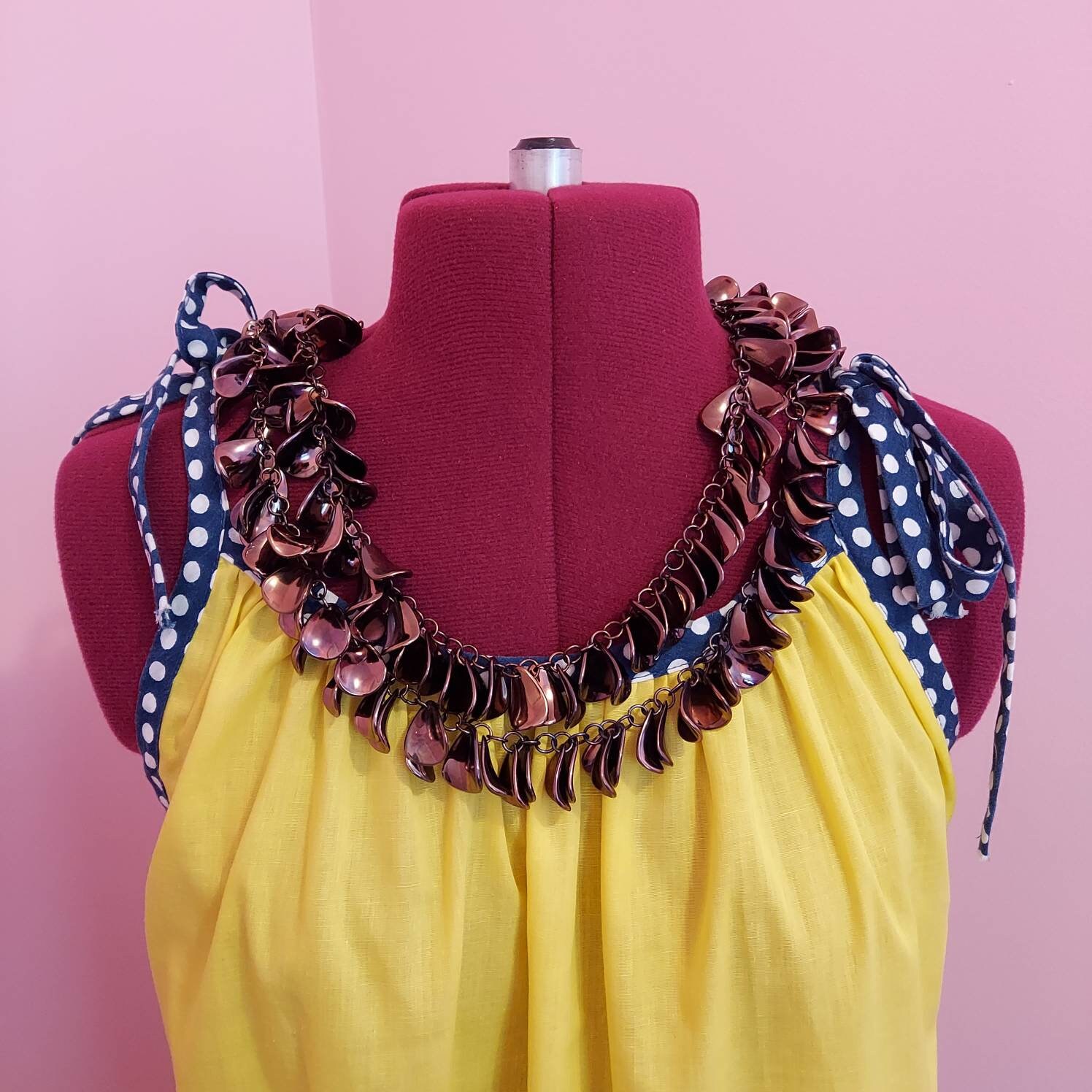 Fringed Copper Hip Chain Necklace 60" With Matching Earrings - Etsy