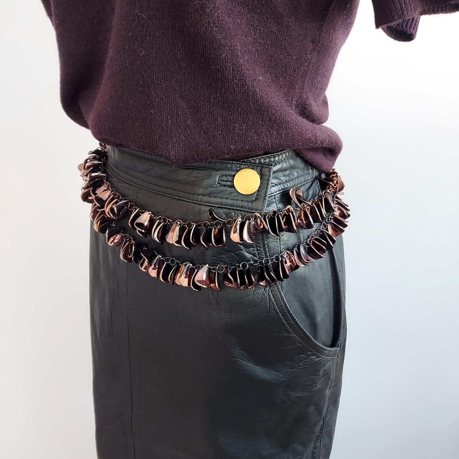 Fringed Copper Hip Chain Necklace 60" With Matching Earrings - Etsy
