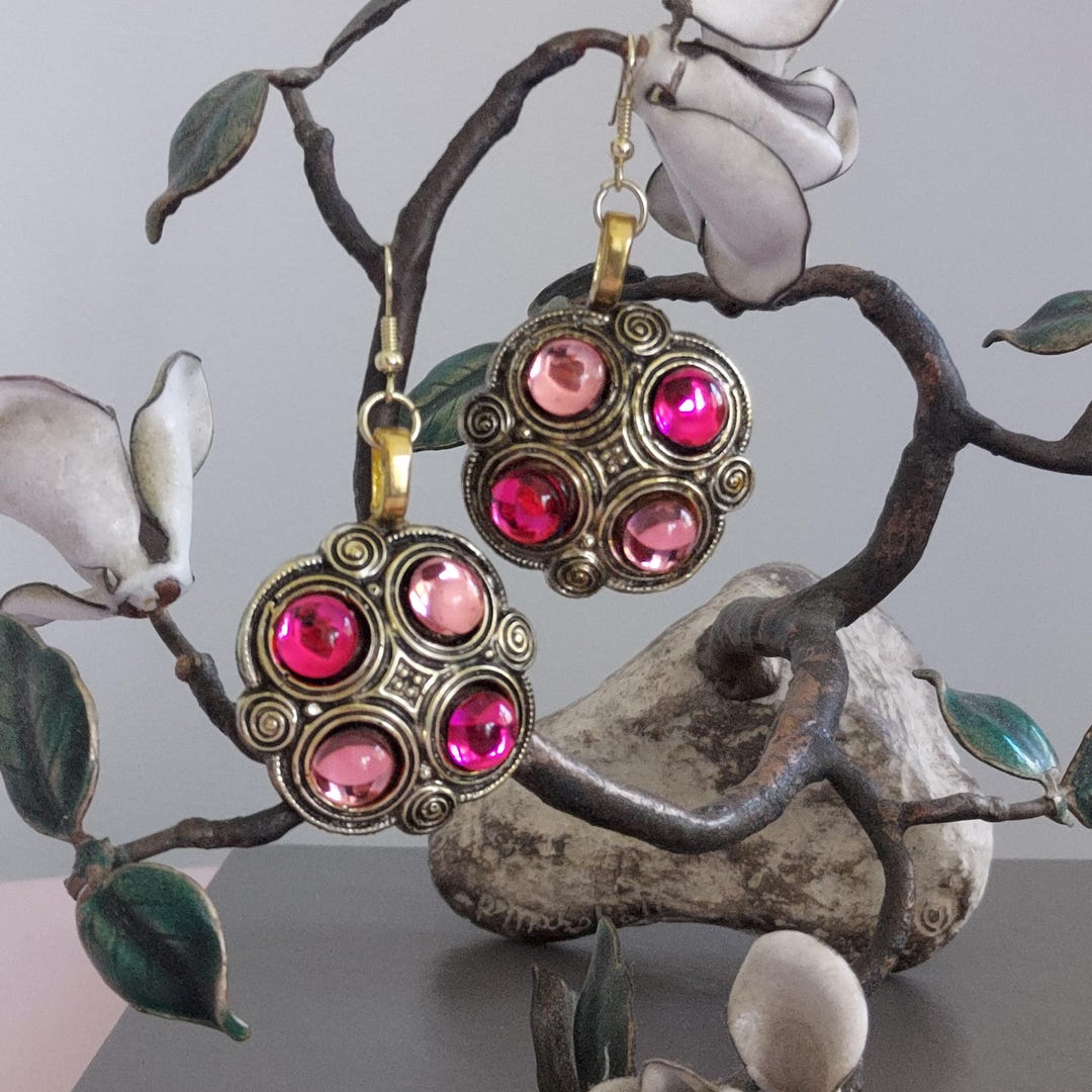 Bejeweled Wood Earrings 1980s Rococo Renaissance Ornately Carved ...