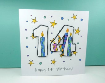 14th birthday card | Etsy