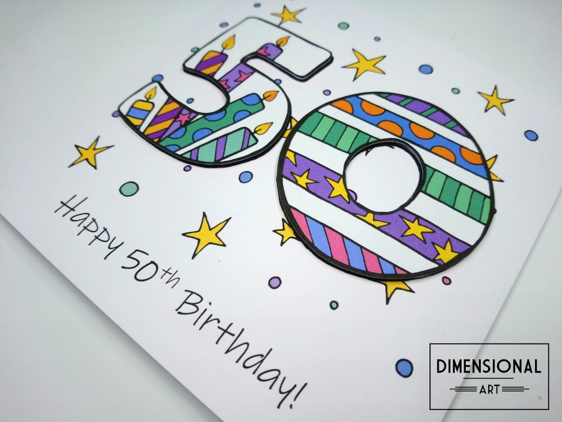 50th Birthday Card Happy 50th Birthday Fifty Today 50 - Etsy