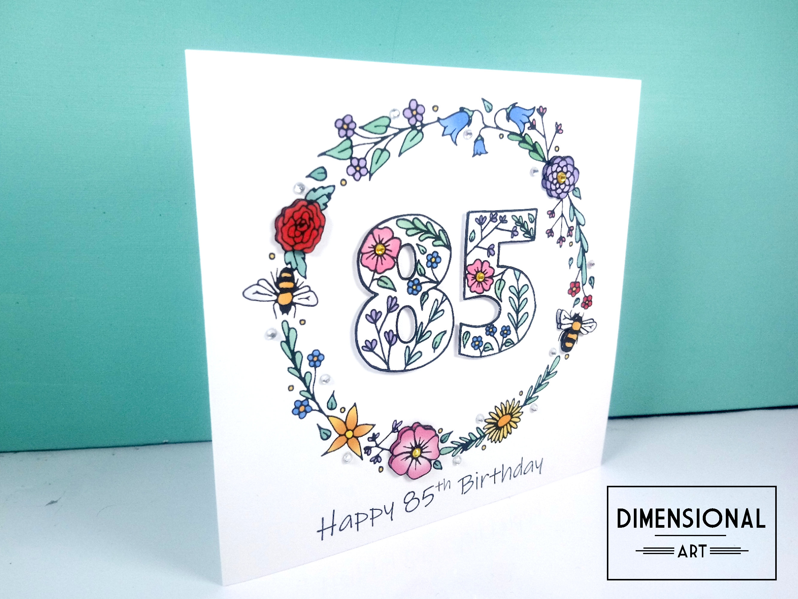 85th Birthday Card Flowers and Bees Happy 85th Birthday - Etsy UK