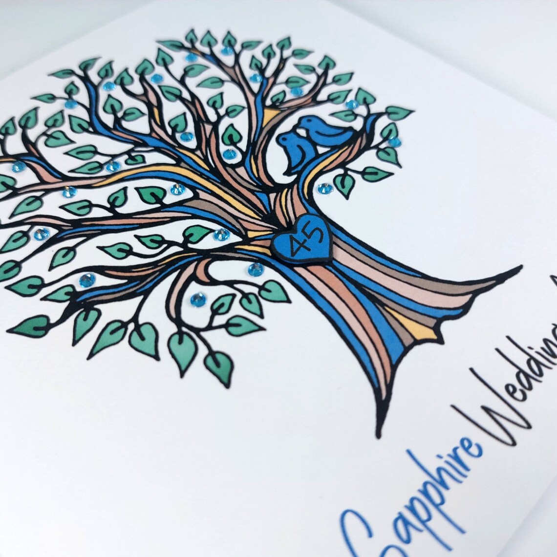 Sapphire 45th Wedding Anniversary Card 45 Year Anniversary | Etsy