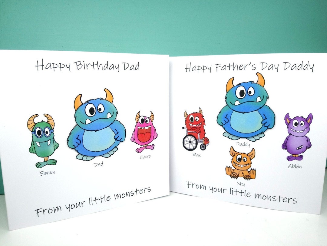 Personalized Monster Card for Dad: Birthday or Father's Day - Etsy UK
