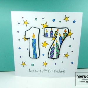 17th Birthday Card - Happy 17th Birthday - Seventeen Today - 17 ...