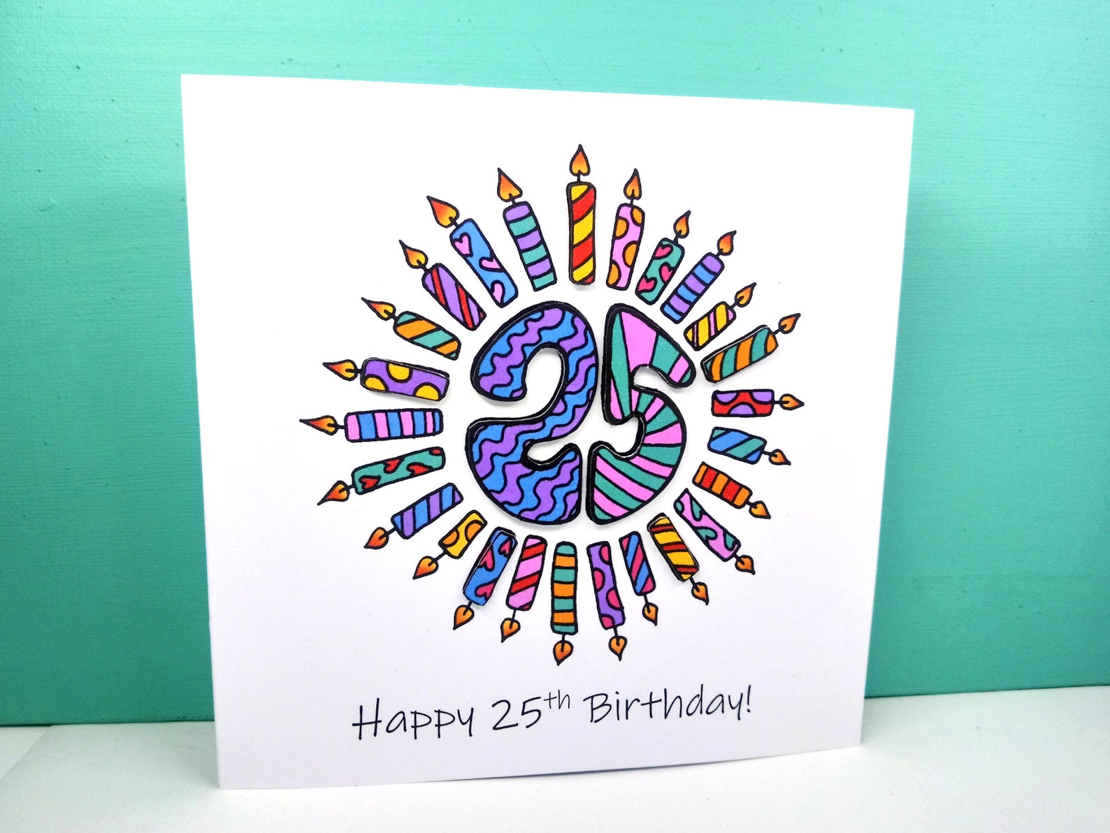 25th Birthday Card Happy 25 Birthday Card Handmade Card - Etsy