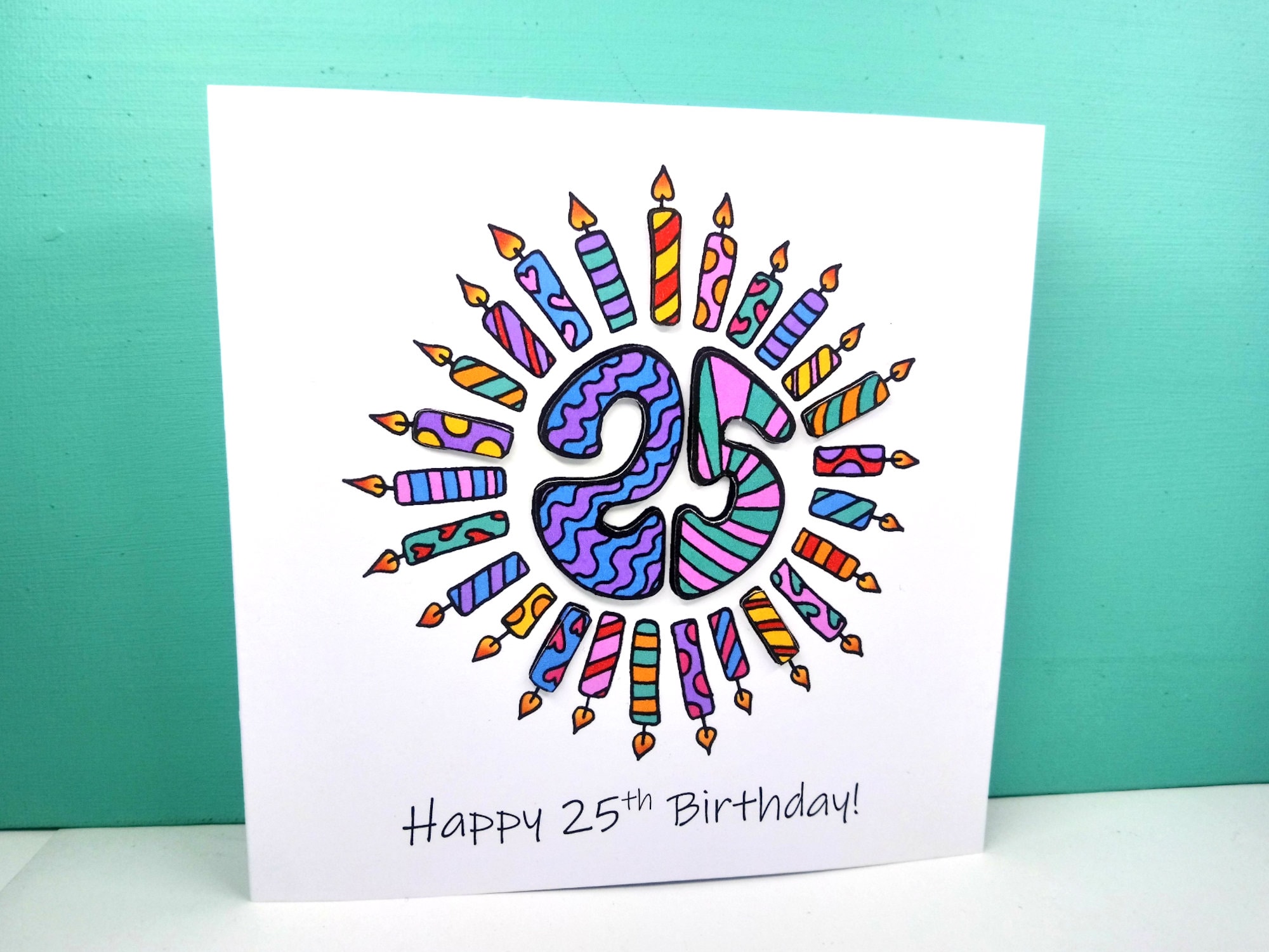 25th Birthday Card Happy 25 Birthday Card Handmade Card | Etsy
