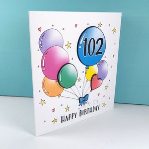 Happy 102nd Birthday Card 102 Birthday Card Handmade Special Birthday ...