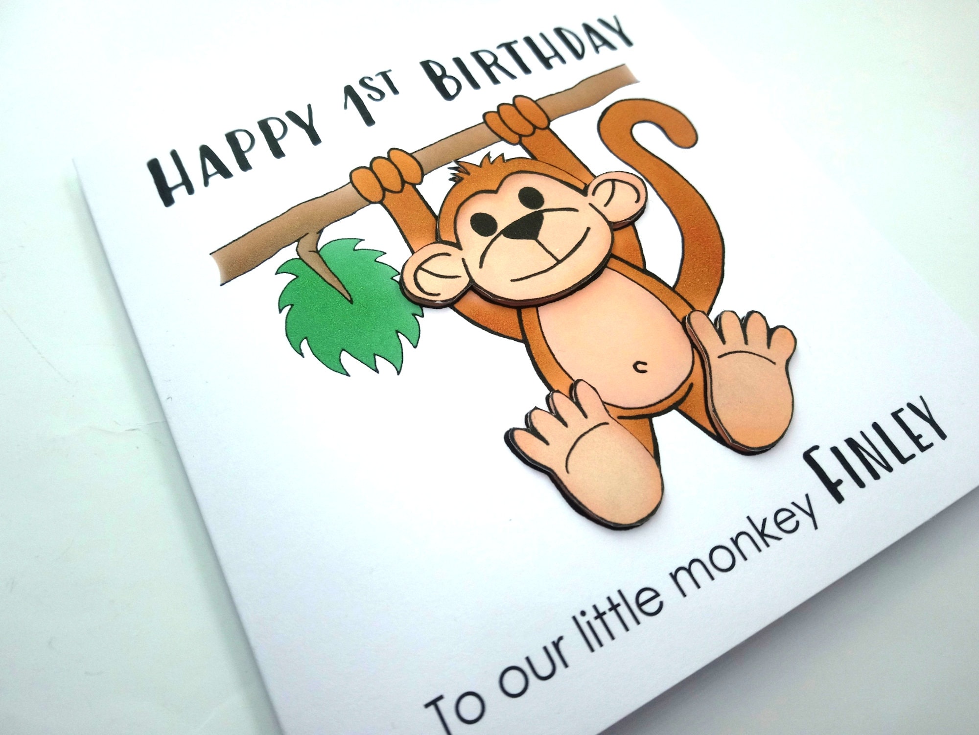 Monkey Birthday Card personalised Card monkey card | Etsy