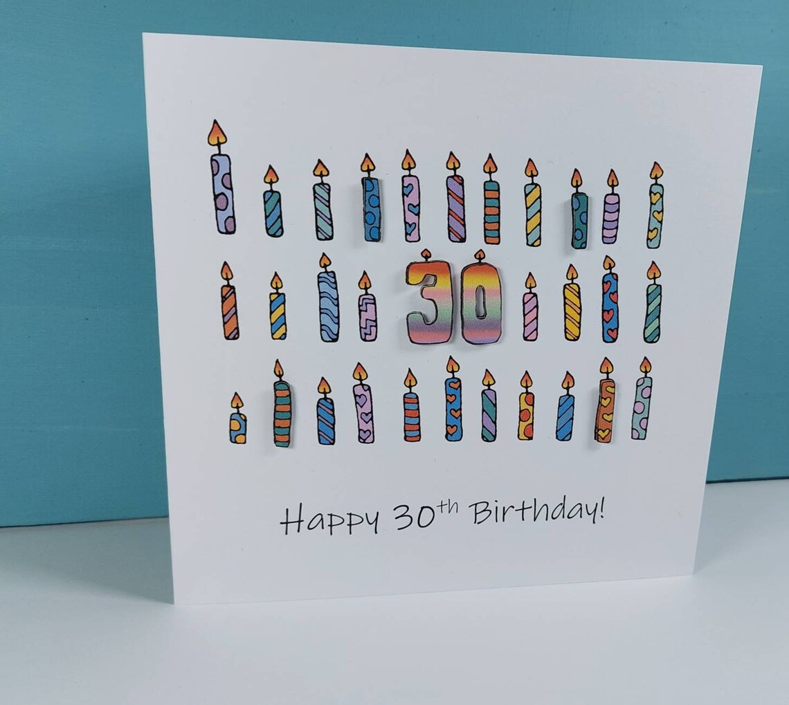 30th Birthday Card Happy 30 Birthday Card Handmade Card - Etsy UK
