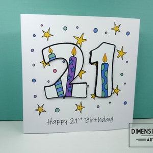 21st Birthday Card Happy 21st Birthday Twenty One Today 21 Handmade ...