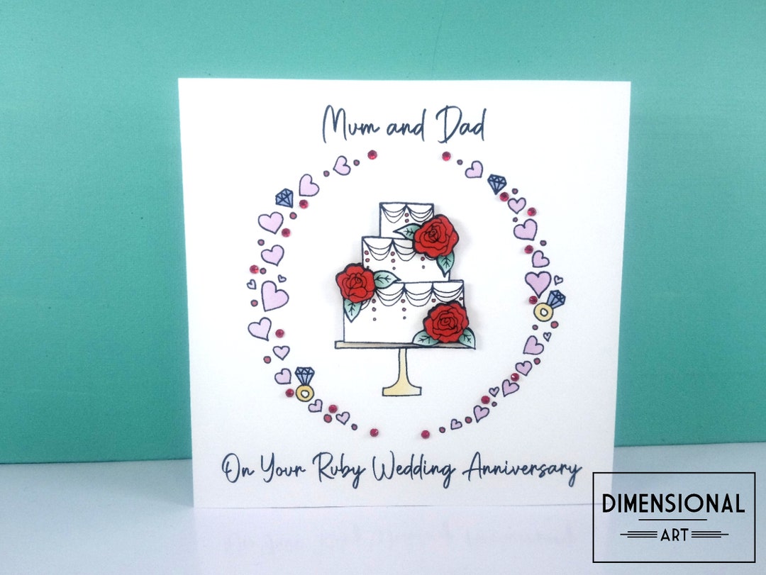 Ruby Anniversary Card Happy Anniversary Card 40th Wedding - Etsy